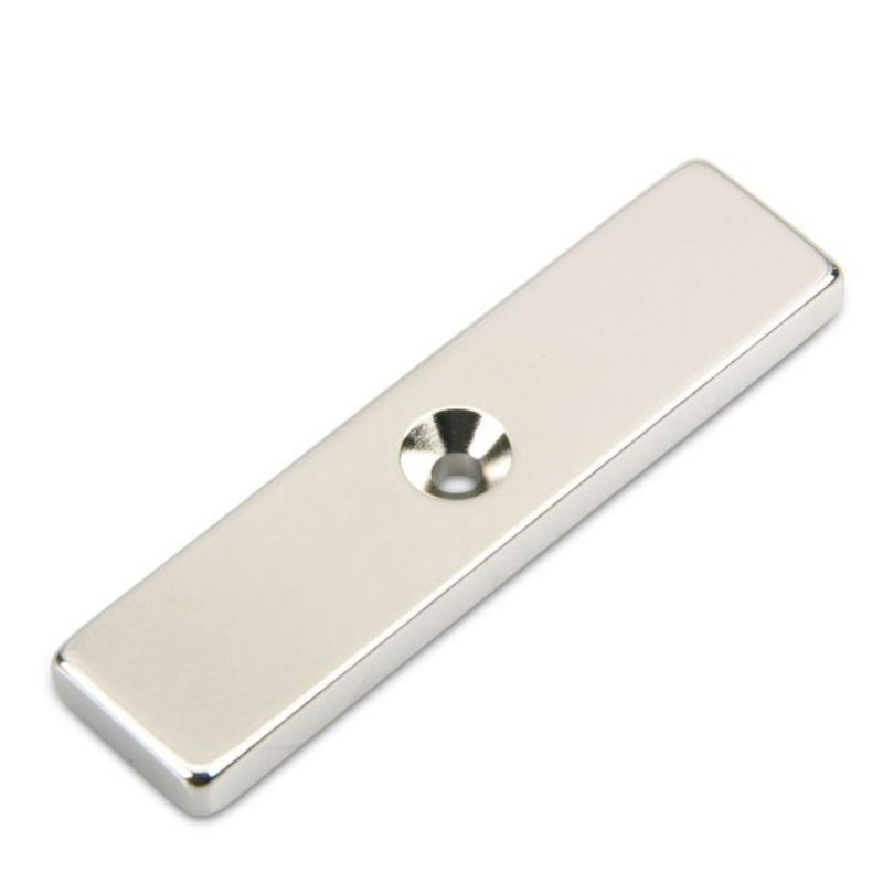 Magnet puternic neodim bloc 60 x 15 x 5 mm gaură șanfren